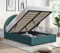 China Detail Oriented Gas Lift Storage Bed Curved Shape Rainbow Headboard Grey Fabric for sale