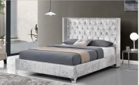 China CE  Upholstered Bed Frame Plywood King Size Bed Frame With Wings for sale