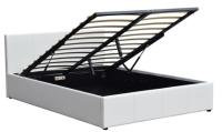 China Various Colors  Gas Lift Storage Bed PU Leather Upholstered Plywood Bed Frame for sale