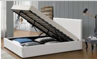 China Various Colors  Gas Lift Storage Bed PU Leather Upholstered Plywood Bed Frame for sale