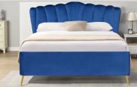 China Blue  Fabric Velvet  Gas Lift Storage Bed With Four Golden Feet for sale