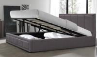 China Upholstered Full beds Gas Lift Up Storage Platform Bed Frame with Wooden Slat Support for sale