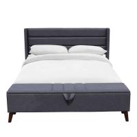 China Upholstered Platform Bed Frame / Wood Slat Support  / Easy Assembly, Grey for sale