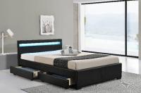 China Full Bed Frame with LED Charging Station Storage Headboard and Drawers for sale