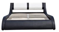 China Faux Leather Upholstered Platform with Wood Slats Support, Black for sale