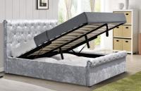 China Lift Up Storage Bed Full Size Upholstered Bed with Tufted Headboard and Storage Underneath for sale