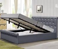 China Lift Up Storage Bed Full Size Upholstered Bed with Tufted Headboard and Storage Underneath for sale