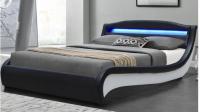China Black and White LED Upholstered Bed with Lights Wireless Remote Control for sale