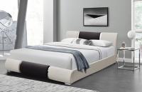 China Upholstered Full Size Platform Bed, Faux Leather Bedframe with Headboard, Save Space for sale