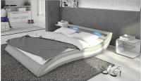 China Modern Style LED Light Leature Upholstered  Bed For Bedroom for sale
