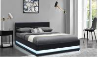 China Home Furniture Full Queen Size Upholstered Platform Bed With LED Light for sale