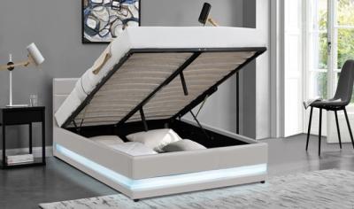 China Home Furniture Full Queen Size Upholstered Platform Bed With LED Light for sale