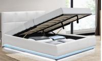 China Optional Color Faux Leather Gas Lift Storage Bed With LED  Light  For Good Sleeping for sale