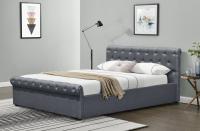 China Diamond Buttons Gas Lift Storage Bed Double Size Grey Linen Ottoman Bed BSCI Certification for sale