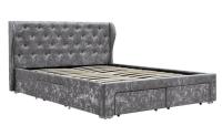 China Fabric Tufted Storage Bed Crushed Velvet Silver Ottoman Drawer OEM Double Size Upholstered for sale