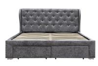China Fabric Tufted Storage Bed Crushed Velvet Silver Ottoman Drawer OEM Double Size Upholstered for sale