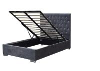 China SF822 Upholstered Bed Frame LED Plywood Double Size Bed Frame With Gas Lift for sale