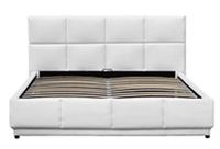 China Luxury Storage Modern European Platform Bed White Faux Leather With LED Light 180*200cm for sale