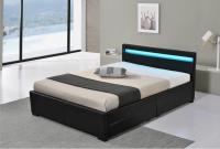 China Pu Faux Leather LED Upholstered Bed With Storage Drawer 12 Months Warranty for sale