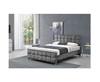 China Crystal Button European Style King Size Bed Frame With Headboard Crushed Velvet Fabric for sale