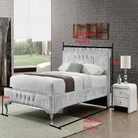 China OEM White Leather Upholstered Platform Sleigh Bed With Diamond Buttons BSCI for sale