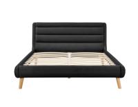 China FSC OEM Black Linen Upholstered Queen Bed Fabric Cover for sale