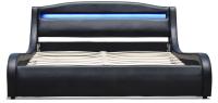China ROSH LED Upholstered Bed Plywood Black Faux Leather King Size Low Modern Wooden Bed Frame for sale