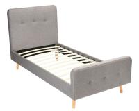 China Single Size Children Upholstered Bed Plywood Light Grey Linen Fabric ODM for sale