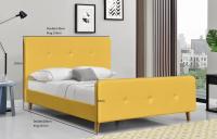 China Linen Fabric Upholstered Double Bed Frame Yellow Plywood for sale