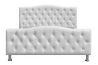 China White Diamond Tufted Leather Queen Size Bed Frame Crystal Buttons BSCI for sale