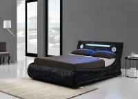 China Black Leather Upholstered King Size Storage Bed Curve Shape With LED Light for sale