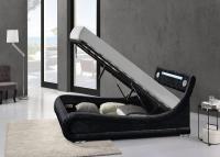 China Black Leather Upholstered King Size Storage Bed Curve Shape With LED Light for sale