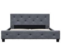 China Dark Grey Linen King Size Upholstered Sleigh Bed Plywood Frame for sale