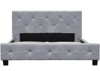 China Easy Assembly King Single Upholstered Bed Light Grey Fabric Bed Frame for sale