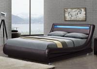 China Upholstered Modern Contemporary Bed Frame Leather Wave Curve Platform Bed for sale