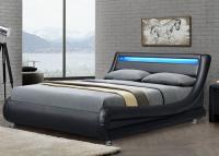 China Upholstered Modern Contemporary Bed Frame Leather Wave Curve Platform Bed for sale