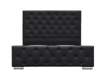 China Crushed Velvet King Size Upholstered Bed Frame Plywood Black Faux Leather Europe Style for sale