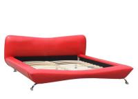 China Red Faux Leather Bed Frame Luxury Plywood King Size 84cm for sale