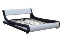 China Black Faux Leather Bed Frame Headboard King Single Curved Headboard Bed Frame for sale