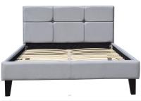 China Plywood Queen Size Fabric Bed Frame Mattress Platform Grey Wooden Ottoman Bed for sale