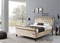 China Luxury Silver Black Fabric Crushed Velvet Sleigh Bed Frame Double King Size for sale