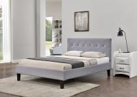 China SF833 Queen Size Upholstered Bed Frame Grey Crush Velvet Fabric With Headboard for sale