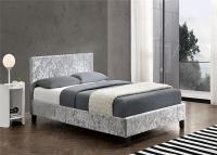 China SF833 Queen Size Upholstered Bed Frame Grey Crush Velvet Fabric With Headboard for sale