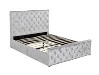 China Full Size Crush Velvet Fabric Upholstered Bed Frame CE Certification for sale
