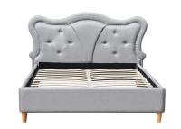 China Nailhead Children Upholstered Bed Trim Grey Linen Button Tufted Curved Headboard for sale