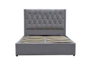 China Upholstery Gas Lift Storage Bed Frame High Headboard Tufted Crystal Buttons for sale