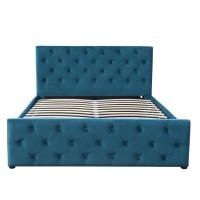 China Headboard Footboard Tufted Storage Bed Fabric Button King Size Gas Lift for sale