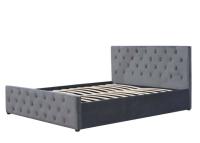 China Double Gas Lift Storage Bed Fabric Plywood Small Light Grey Velvet Upholstered Bed for sale