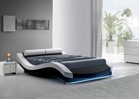 China Soft Queen Size Bedroom Furniture Plywood PU Romantic Couple Bed With LED Light for sale