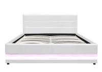China White Leather Gas Lift Storage Double Bed Modern Fabric Upholstered With LED Light for sale